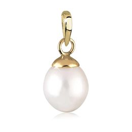 Elli Premium Kettenanh&auml;nger &raquo;S&uuml;&szlig;wasserzuchtperle 585 Gelbgold&laquo; () Wei&szlig; onesize Eleganter Anh&auml;nger aus 585 Gelbgold