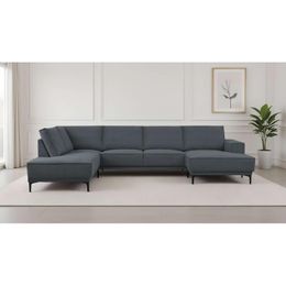 OTTO HOME Wohnlandschaft »XXL Sofa Oland, Struktur, Flachgewebe, Luxus-Microfaser, Boucle« U-Form, 345 cm, Wellenunterfederung, Skandi-Design,...
