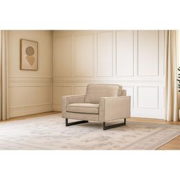 Home Affaire Loveseat &raquo;Pinto 105 cm, Cord, Chenille, Lederoptik&laquo; mit Keder, Metallf&uuml;&szlig;en und auch in Cord Bezug erh&auml;ltlich grau Kunstleder (65% 