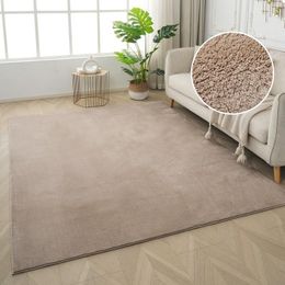 my home Teppich &raquo;Cali, weich, modern, waschbar&laquo; rechteckig 16 mm H&ouml;he Uni-Farben, kuschelig, & weich, Wohnzimmer, Schlafzimmer, Esszimmer taupe...