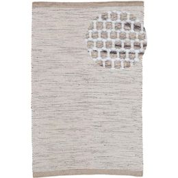 CarpetFine Wollteppich &raquo;Mona, auch als L&auml;ufer&laquo; rechteckig 5 mm H&ouml;he 80% Wolle, Wendeteppich aus Wolle/Baumwolle, Wohnzimmer taupe Obermaterial: 80%...