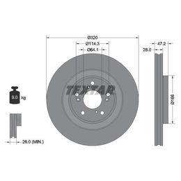 TEXTAR Bremsscheibe PRO vorne rechts links innenbel&uuml;ftet 320mm f&uuml;r HONDA 45251TNYE01 92306203
