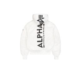 Alpha Industries Bomberjacke »MA-1 Zip Hood Backprint« white/black L L Flight Nylon Stoff