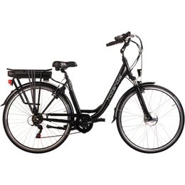 Adore »E-Active« 6 Gang Shimano Tourney Schaltwerk Kettenschaltung Frontmotor 250 W Pedelec, Elektrofahrrad für Damen u. Herren Schwarz+schwarz