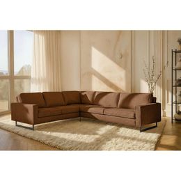 Home Affaire Ecksofa &raquo;Pinto, XXL, 250/290 cm, langer Schenkel, Ottomane&laquo; Cord, Chenille, Lederoptik, mit Keder, Metallf&uuml;&szlig;e, Wellenunterfederung 100% 