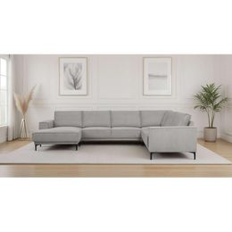 OTTO HOME Wohnlandschaft »XXL Sofa Oland, Struktur, Flachgewebe, Luxus-Microfaser, Boucle« U-Form, 342 cm, Wellenunterfederung, Skandi-Design,...