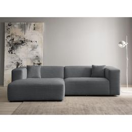 Home Affaire Ecksofa &raquo;BAKELS, L-Form in Cord oder Boucle-Stoff, moderne Couch&laquo; wahlweise Recamiere rechts/links, bequemer Sitzkomfort grau
