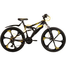 WYLD Mountainbike &raquo;Mountainbike Fully 26'' Bliss schwarz-gelb 21 G&auml;nge&laquo; 21 Gang Kettenschaltung schwarz+schwarz