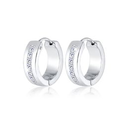 Elli Paar Creolen »Ohrringe Creolen Zirkonia Basic Glamour Elegant 925 Silber« Weiß onesize Elegante Ohrringe aus 925er Sterling Silber