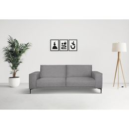 OTTO HOME 3-Sitzer »3er Sofa Oland, Struktur, Flachgewebe, Luxus-Microfaser, Boucle« 224 cm, Wellenunterfederung, Skandi-Design, Metallfüße grey