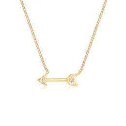 Elli Collierkettchen »Pfeil Amor Zirkonia 925 Sterling Silber« Gold 40 Elegante Halskette aus Sterling Silber, vergoldet