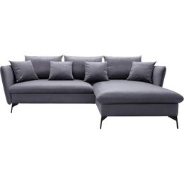OTTO HOME Ecksofa »LIVORNO, 258 cm, L-Form, « Schlaffunktion u. Bettkasten (139/224cm), Samt, Struktur, Webstoff Schwarz