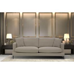 Home Affaire 3-Sitzer &raquo;Cozy elegantes Designsofa, Ma&szlig;e B/T/H: 211/97/80 cm&laquo; mit losen Kissen und Metallbeinen beige Samtoptik (100% Polyester);
