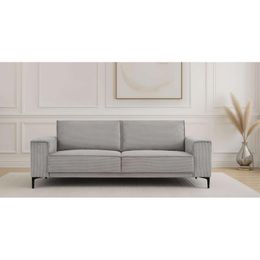 OTTO HOME 3-Sitzer »3er Sofa Oland, Struktur, Flachgewebe, Luxus-Microfaser, Boucle« 224 cm, Wellenunterfederung, Skandi-Design, Metallfüße light grey