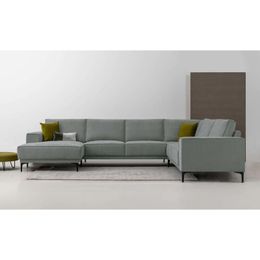 OTTO HOME Wohnlandschaft »XXL Sofa Oland, Struktur, Flachgewebe, Luxus-Microfaser, Boucle« U-Form, 342 cm, Wellenunterfederung, Skandi-Design,...