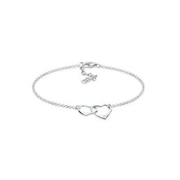 Elli DIAMONDS Armband &raquo;Herz Anh&auml;nger Liebe Diamant (0.015 ct.) 925 Silber&laquo; Silber + wei&szlig; 18cm Diamant Armband aus 925er Sterling Silber