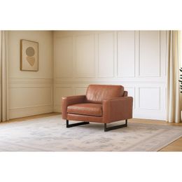 Home Affaire Loveseat &raquo;Pinto 105 cm, Cord, Chenille, Lederoptik&laquo; mit Keder, Metallf&uuml;&szlig;en und auch in Cord Bezug erh&auml;ltlich braun Kunstleder (65% 