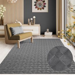 the carpet Teppich &raquo;Rio&laquo; rechteckig 8 mm H&ouml;he weicher Wohnzimmer Teppich rutschfest 3D-Optik Anthrazit Obermaterial: 100% Polyester B : 200 cm 1...