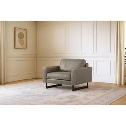 Home Affaire Loveseat &raquo;Pinto 105 cm, Cord, Chenille, Lederoptik&laquo; mit Keder, Metallf&uuml;&szlig;en und auch in Cord Bezug erh&auml;ltlich grau Kunstleder (65% 