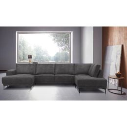 OTTO HOME Wohnlandschaft »XXL Sofa Oland, Struktur, Flachgewebe, Luxus-Microfaser, Boucle« U-Form, 345 cm, Wellenunterfederung, Skandi-Design,...