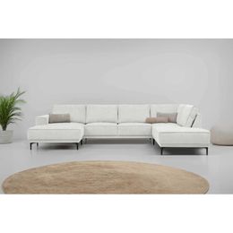 OTTO HOME Wohnlandschaft »XXL Sofa Oland, Struktur, Flachgewebe, Luxus-Microfaser, Boucle« U-Form, 345 cm, Wellenunterfederung, Skandi-Design,...