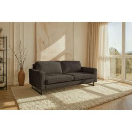 Home Affaire 3-Sitzer &raquo;Pinto, 206 cm, Cord, Chenille, Lederoptik&laquo; mit Keder, schwarze Metallf&uuml;&szlig;e, Wellenunterfederung 100% Polyester