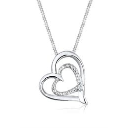 Elli DIAMONDS Collierkettchen »Herz Liebesbeweis Diamant (0.015 ct.) Silber« Weiß 45 Stilvolle Herzkette mit echten Diamant