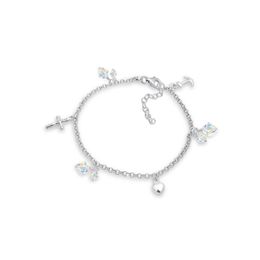 Elli Bettelarmband &raquo;Kreuz Herz Anker Kristalle Silber&laquo; Silber + wei&szlig; 18cm Armband f&uuml;r Frauen mit ovalen Gliedern
