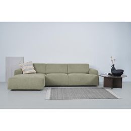 Home Affaire Ecksofa »Linkka, Breite 301 cm« L-Form, in einem weichen Chenille-Stoff, mit Wellenunterfederung green
