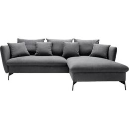 OTTO HOME Ecksofa »LIVORNO, 258 cm, L-Form, « Schlaffunktion u. Bettkasten (139/224cm), Samt, Struktur, Webstoff Schwarz