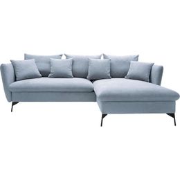 OTTO HOME Ecksofa »LIVORNO, 258 cm, L-Form, « Schlaffunktion u. Bettkasten (139/224cm), Samt, Struktur, Webstoff Blaugrau