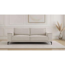 OTTO HOME 3-Sitzer »3er Sofa Oland, Struktur, Flachgewebe, Luxus-Microfaser, Boucle« 224 cm, Wellenunterfederung, Skandi-Design, Metallfüße sand