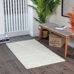LIVABLISS Hochflor-Teppich &raquo;BORACAY&laquo; rechteckig 37 mm H&ouml;he Flauschig, Langflor, Weich, Wohnzimmer Flurteppich, Grau wei&szlig; Obermaterial: 100%...