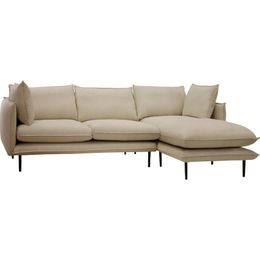 Home Affaire Ecksofa &raquo;Somba L-Form&laquo; mit dickem Keder, Ottomane wahlweise links oder rechts beige Struktur fein (100% Polyester);Filzoptik (100% 