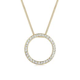 Elli Collierkettchen »Kreis 925 Silber^, mit Kristallen von Swarovski « Gold 45 Elegante Halskette aus 925er Sterling Silber
