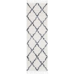 CarpetFine Hochflor-Teppich &raquo;Eddy&laquo; rechteckig 30 mm H&ouml;he Shaggy, auch als L&auml;ufer und in quadratisch, mit Fransen, Wohnzimmer schwarz Obermaterial:...