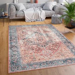 Paco Home Teppich &raquo;Lyon 333&laquo; rechteckig 4 mm H&ouml;he Kurzflor, Orient-Optik, Vintage Design, waschbar bunt Polyester