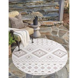 Carpet City Teppich &raquo;In-& Outdoorteppich Santorini 435, 3D-Effekt, Boho-Look&laquo; rund 5 mm H&ouml;he Wetterfest & UV-best&auml;ndig f&uuml;r Terrasse, Balkon, K&uuml;che,...