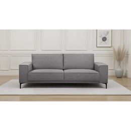 OTTO HOME 3-Sitzer »3er Sofa Oland, Struktur, Flachgewebe, Luxus-Microfaser, Boucle« 224 cm, Wellenunterfederung, Skandi-Design, Metallfüße hellbraun
