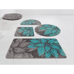 my home Badematte &raquo;Susan&laquo; H&ouml;he 15 mm fu&szlig;bodenheizungsgeeignet strapazierf&auml;hig Blumen-Muster, Badteppich, Badematten auch als 3 teiliges Set &...
