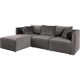 OTTO home Ecksofa &raquo;N&ouml;re L-Form&laquo; 3 Teile, in vielen Bezugsqualit&auml;ten und Farben. Modulteile s. "N&ouml;re" grau Samtoptik (100% Polyester);Struktur (100% 
