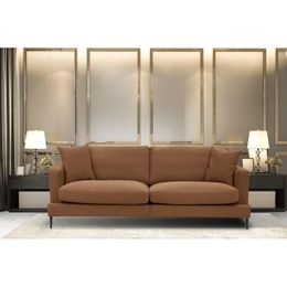 Home Affaire 3-Sitzer &raquo;Cozy elegantes Designsofa, Ma&szlig;e B/T/H: 211/97/80 cm&laquo; mit losen Kissen und Metallbeinen orange Samtoptik (100% Polyester);