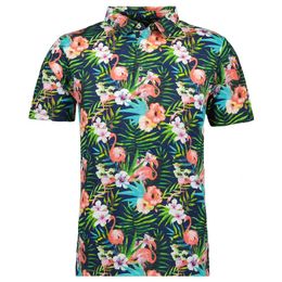 Ragman Poloshirt Blau/Floral-900 6XL 6XL Kragen im Hemdenstyle
