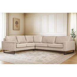 Home Affaire Ecksofa &raquo;Pinto, XXL, 250/290 cm, langer Schenkel, Ottomane&laquo; Cord, Chenille, Lederoptik, mit Keder, Metallf&uuml;&szlig;e, Wellenunterfederung grau 