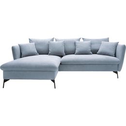 OTTO HOME Ecksofa »LIVORNO, 258 cm, L-Form, « Schlaffunktion u. Bettkasten (139/224cm), Samt, Struktur, Webstoff Blaugrau