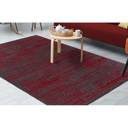 Kayoom Teppich »Kalea 125« rechteckig 8 mm Höhe Flachgewebeteppich mit Relief-Design, Used-Look, moderne Farben Rot Obermaterial: 100% Polyester B...