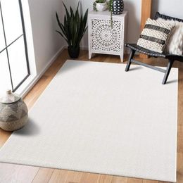 Carpet City Teppich &raquo;Frise&eacute;-Teppich FANCY805&laquo; rechteckig 12 mm H&ouml;he L&auml;ufer, Kurzflor, Einfarbig, 3D-Optik, Zickzack Look, Wohnzimmer wei&szlig;...