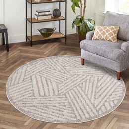 Carpet City Teppich &raquo;CLASICO 9161&laquo; rund 11 mm H&ouml;he Kurzflor, Hochtief-Muster, Boho, Wohnzimmer beige Obermaterial: 100% Polyester
