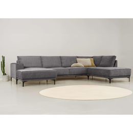 OTTO HOME Wohnlandschaft »XXL Sofa Oland, Struktur, Flachgewebe, Luxus-Microfaser, Boucle« U-Form, 345 cm, Wellenunterfederung, Skandi-Design,...
