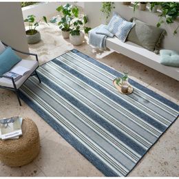 FLAIR RUGS Teppich &raquo;Roma Stripe&laquo; rechteckig 4 mm H&ouml;he Roma Stripe Indoor Outdoor-Teppichl&auml;ufer blau Kunstfaser